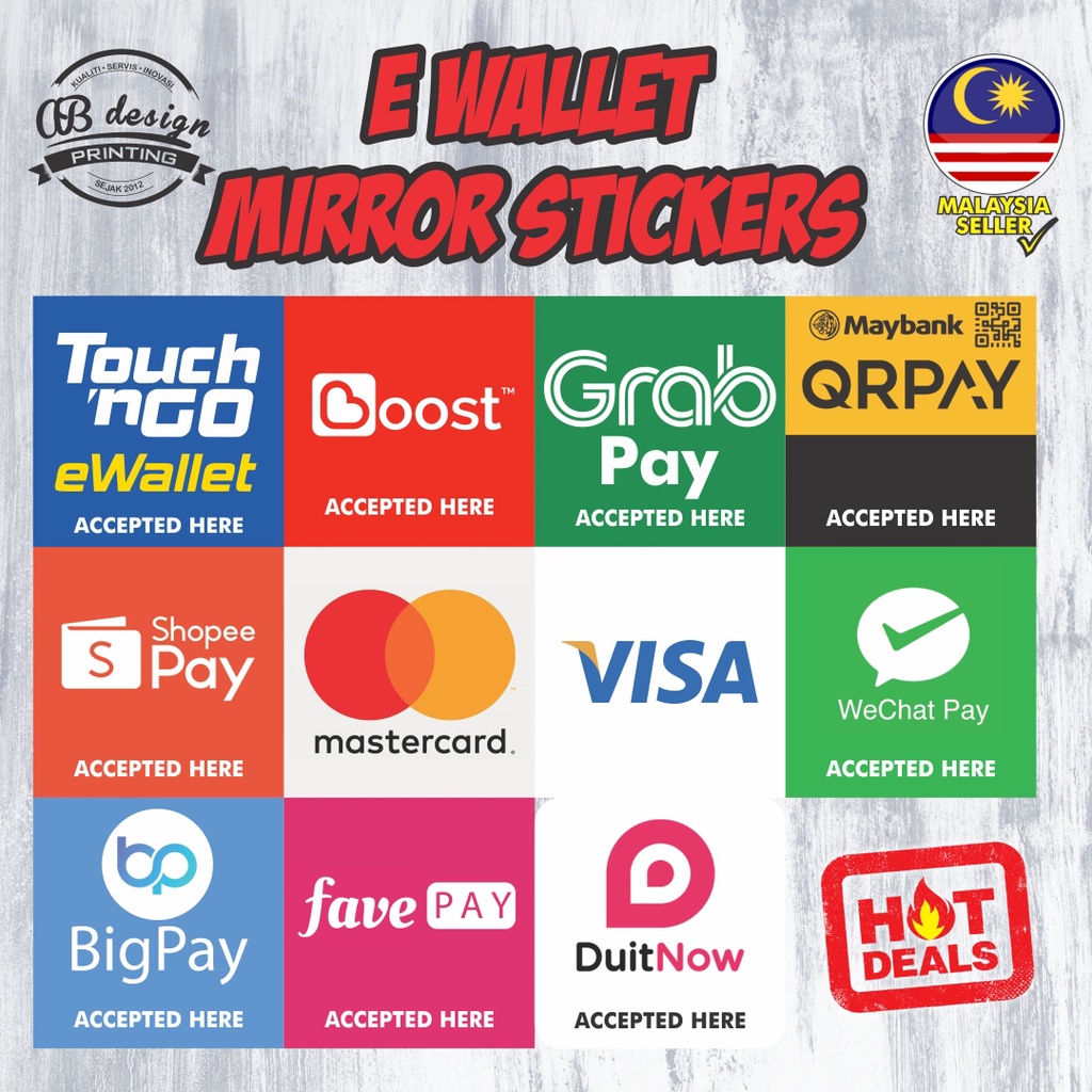 E-wallet Mirror Stickers, Malaysia E-wallets Mirror Stickers | Shopee ...