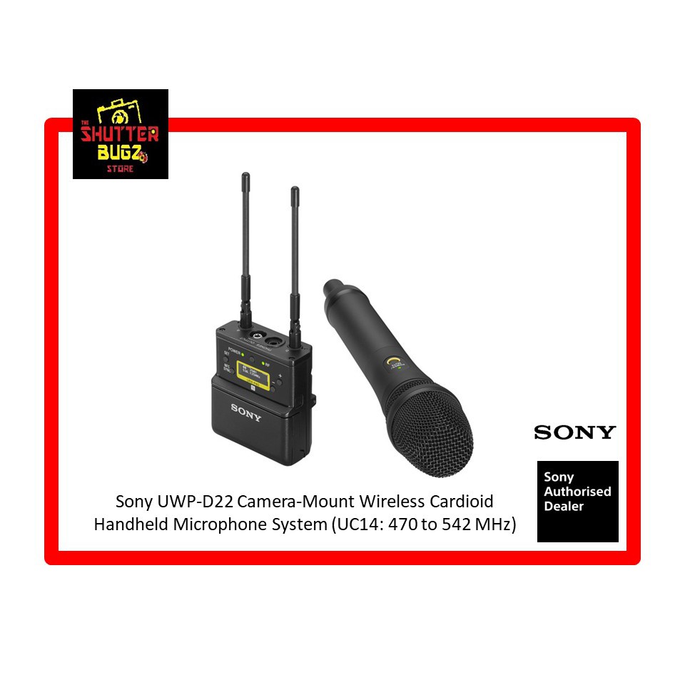 Sony UWP-D22 Camera-Mount Wireless Cardioid Handheld Microphone System (UC14: 470 to 542 MHz ...