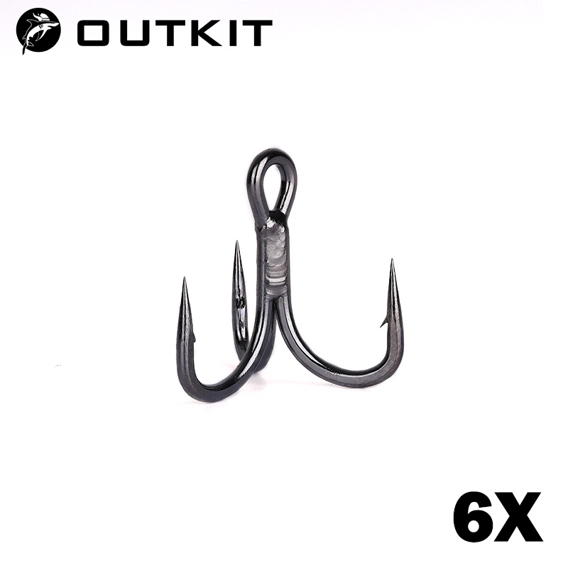 OUTKIT 10pcs 6x Strong Super Sharp Round Treble Hook Antirust High ...
