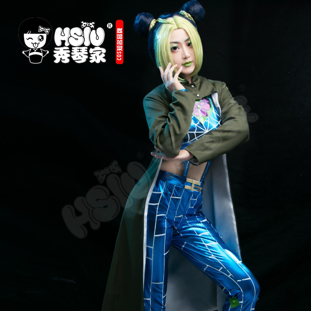 HSIU Anime JOJO Bizarre Adventure Cosplay Cujoh Jolyne cosplay wig Dark ...