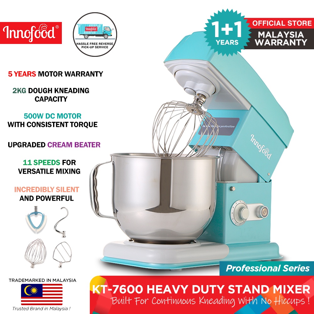Innofood Heavy Duty Professional Silent Stand Mixer - Jade Blue (7L) KT ...
