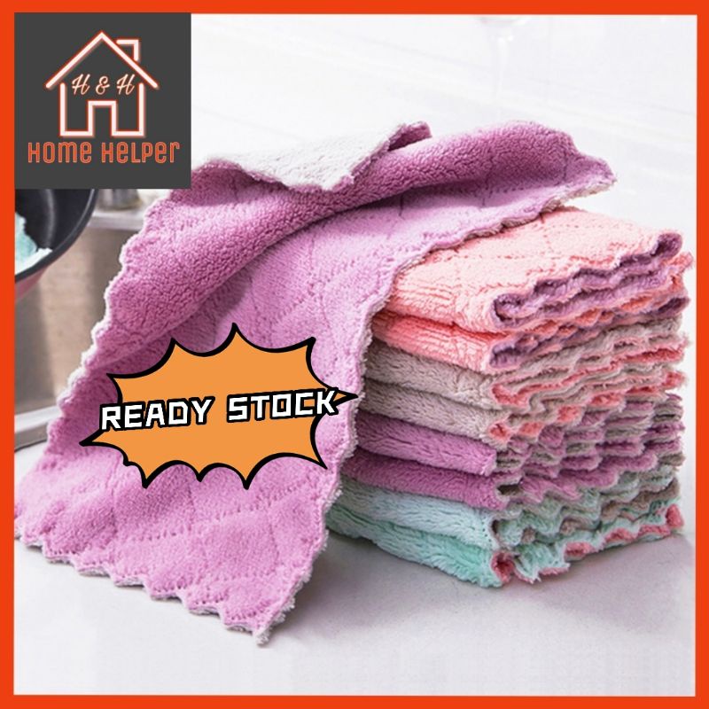 （10 Pc）Kitchen Cleaning Cloth/Kitchen Dish Towel Rag/Rak Dapur | Shopee ...