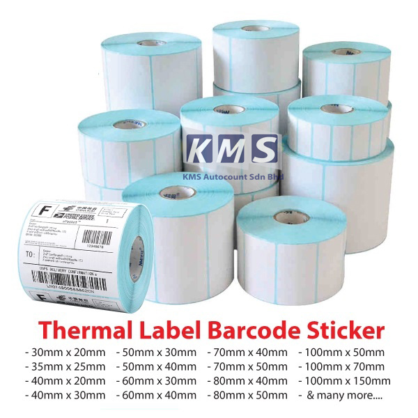 Thermal Label Barcode Sticker Paper Printer Roll A6 20 x 25 x 30 x 35 ...