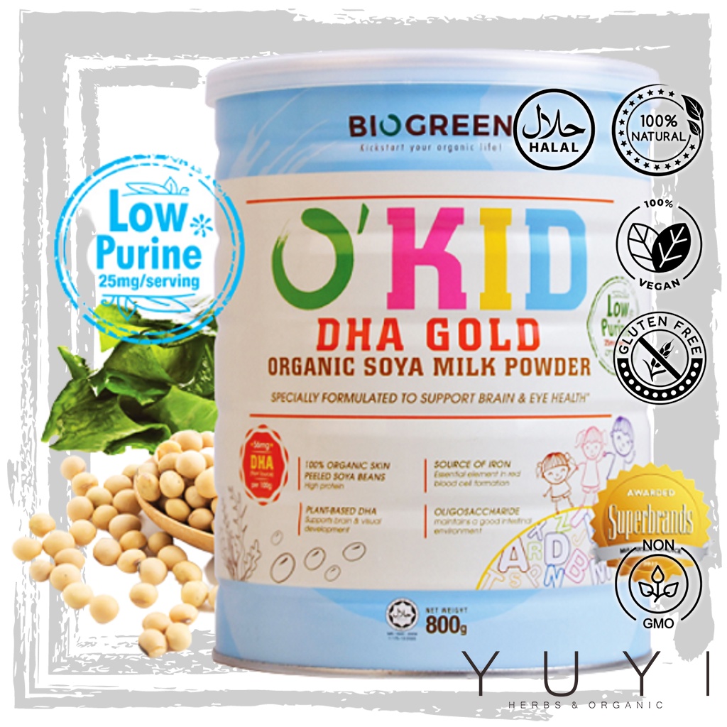【BioGreen】O'Kid DHA Gold Organic Soya Milk Powder- 800g | Shopee Malaysia