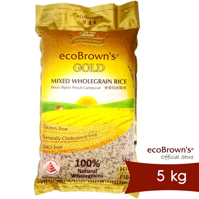 ecobrown's gold mixed wholegrain rice 5kg/ beras bijiran penuh campuran ...