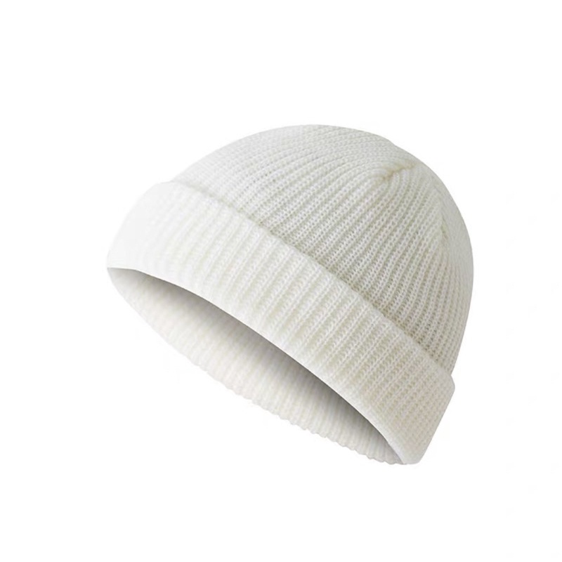 Beanie Hat Topi Streetwear Unisex Knitted Skullcap Hat Binnie Cap Roll ...