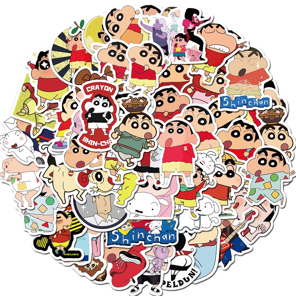 50 pcs Crayon Shin-chan Cartoon Waterproof PVC Stickers for Laptop ...