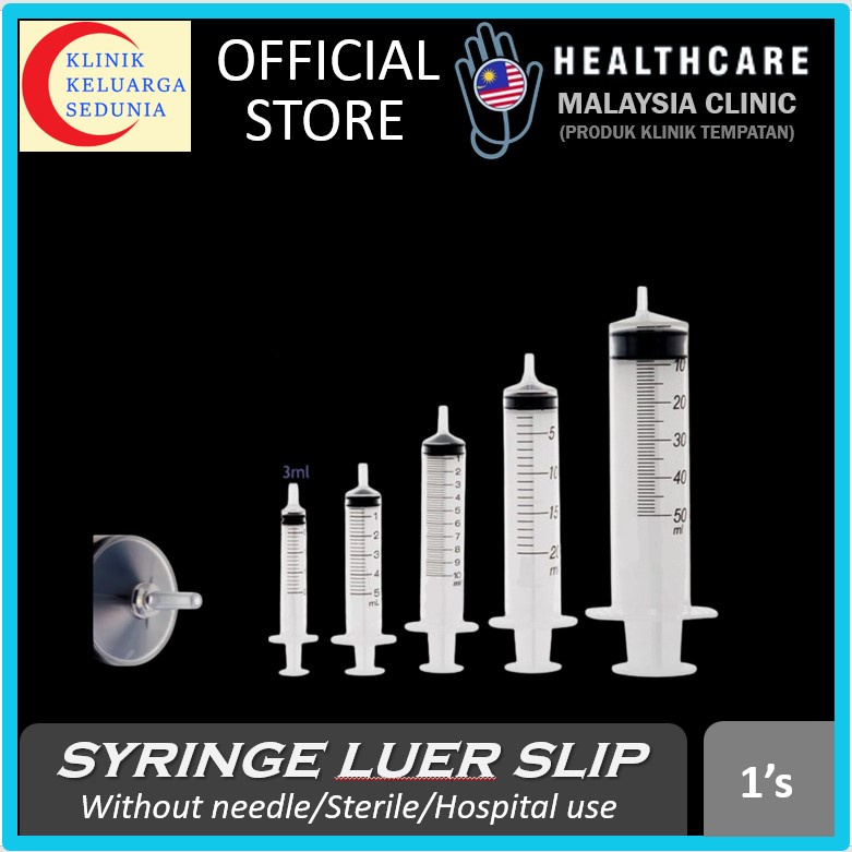 Hospital Grade Syringe Luer Slip Sterile Sterilized Sterile Disposable PICAGARI (1's) (3mL/5mL ...