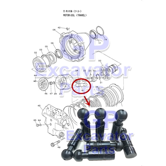 EX300-1/HPV145 Hydraulic Excavator Main Pump&Track Motor Piston Shoe ...