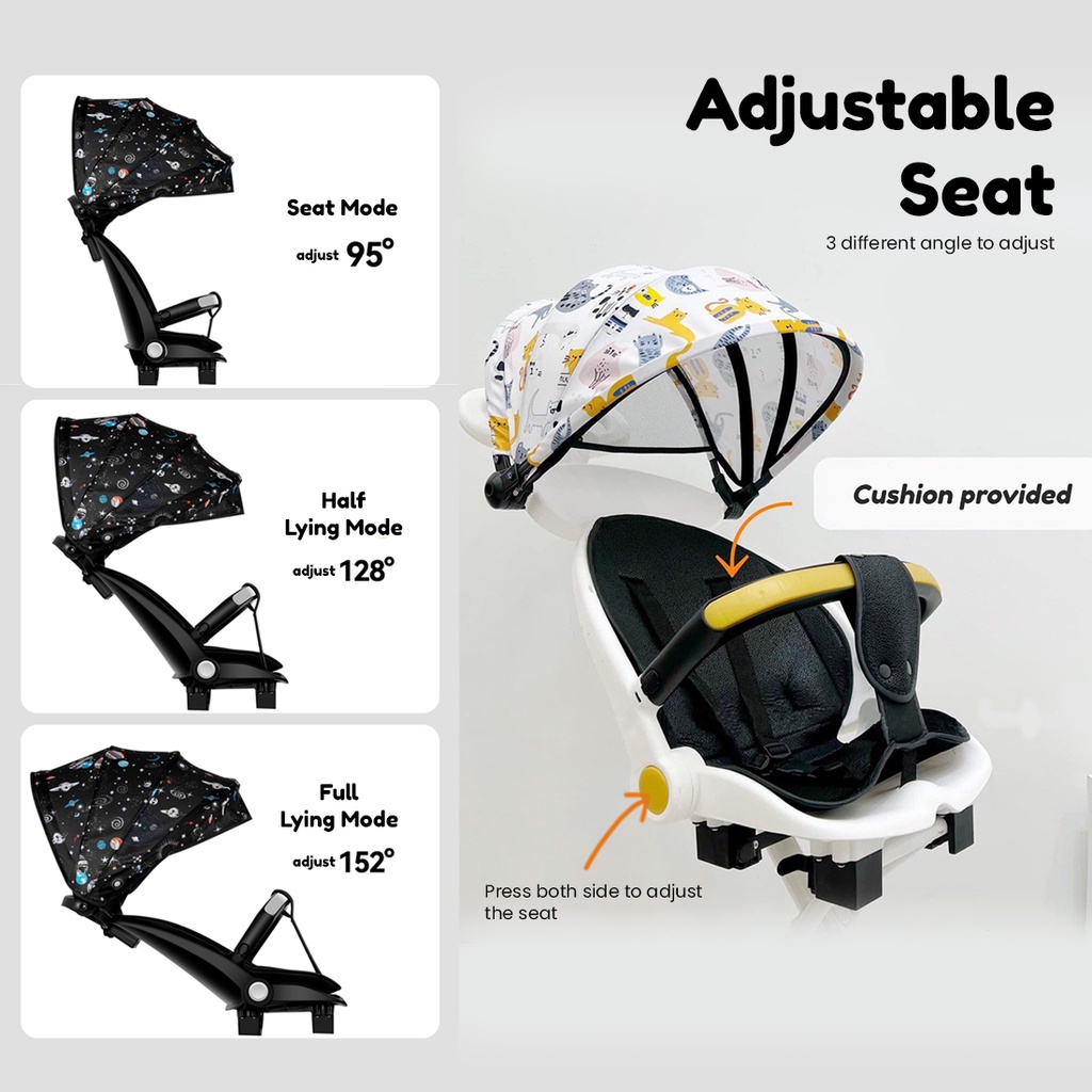 Realeos White 2 Way Magic Stroller with Sunshade Canopy Kids Baby ...