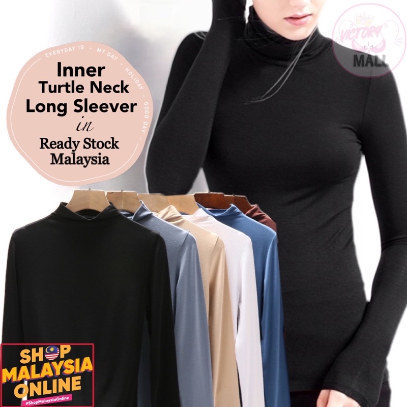 Inner Baju Women Long Sleever Blouse Ready Stock TurtleNeck Inner ...