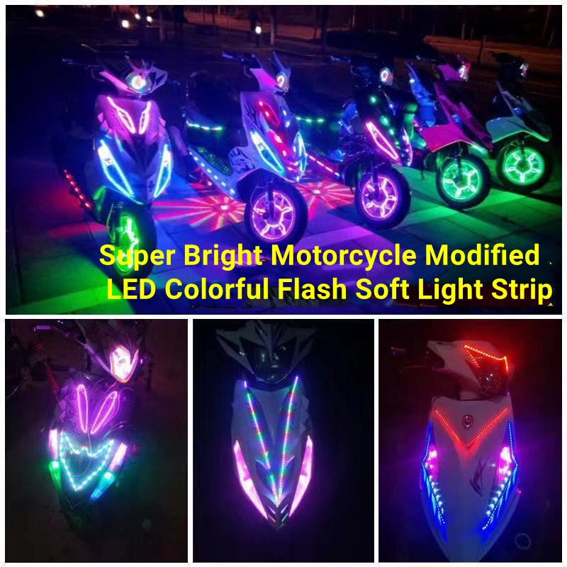 12V Motorcycle LED Color Strip Light Motorcycle Flashing Lights ...