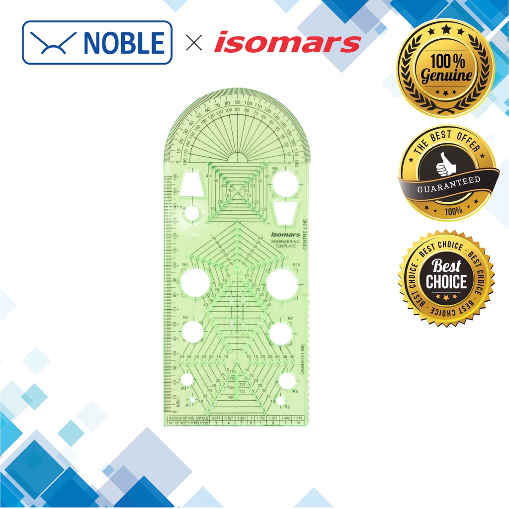 Isomars Engineering Template - Various Polygons With Different Sizes & 1 Protractor (23cm ...