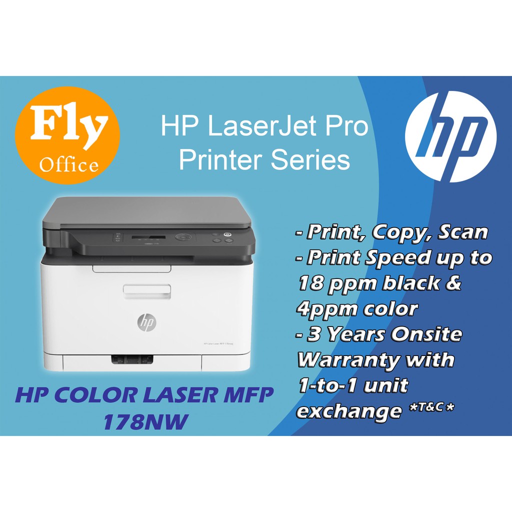 HP Color LaserJet MFP 178nw Multi-function All-In-One Wireless Network Printer - Print, Scan ...