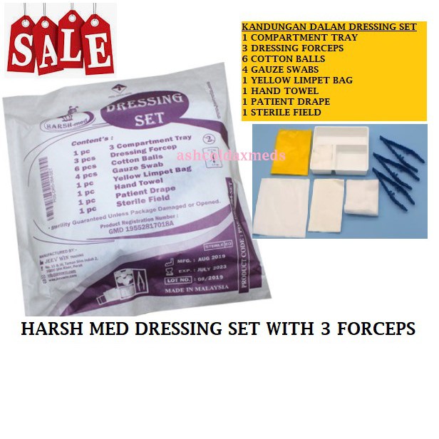 Harsh-med Basic Dressing Set with 3 forceps 1 Pack | Shopee Malaysia