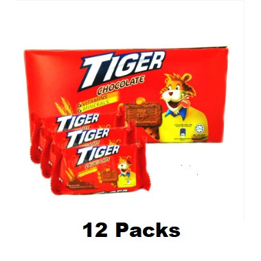 12 Packs Tiger Chocolate Flavoured Biscuit 60g Each HALAL (LOCAL READY ...