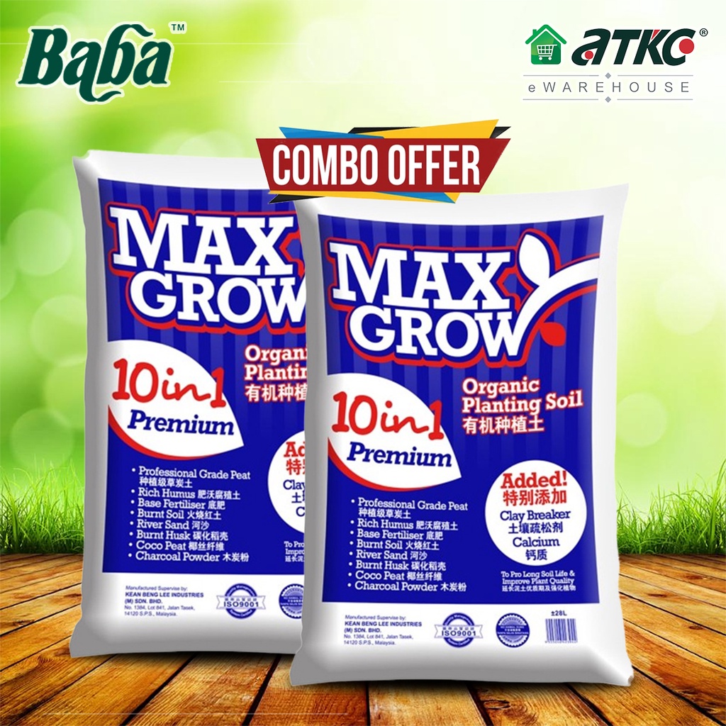 [COMBO] 2x Baba Max Grow Tanah Tanam Organik 10 Dalam 1 Premium Tanah ...