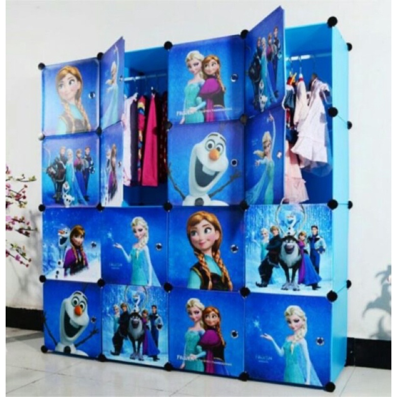 Almari Frozen DIY Children Cartoon Cabinet Wardrobe Foldable Rack ...