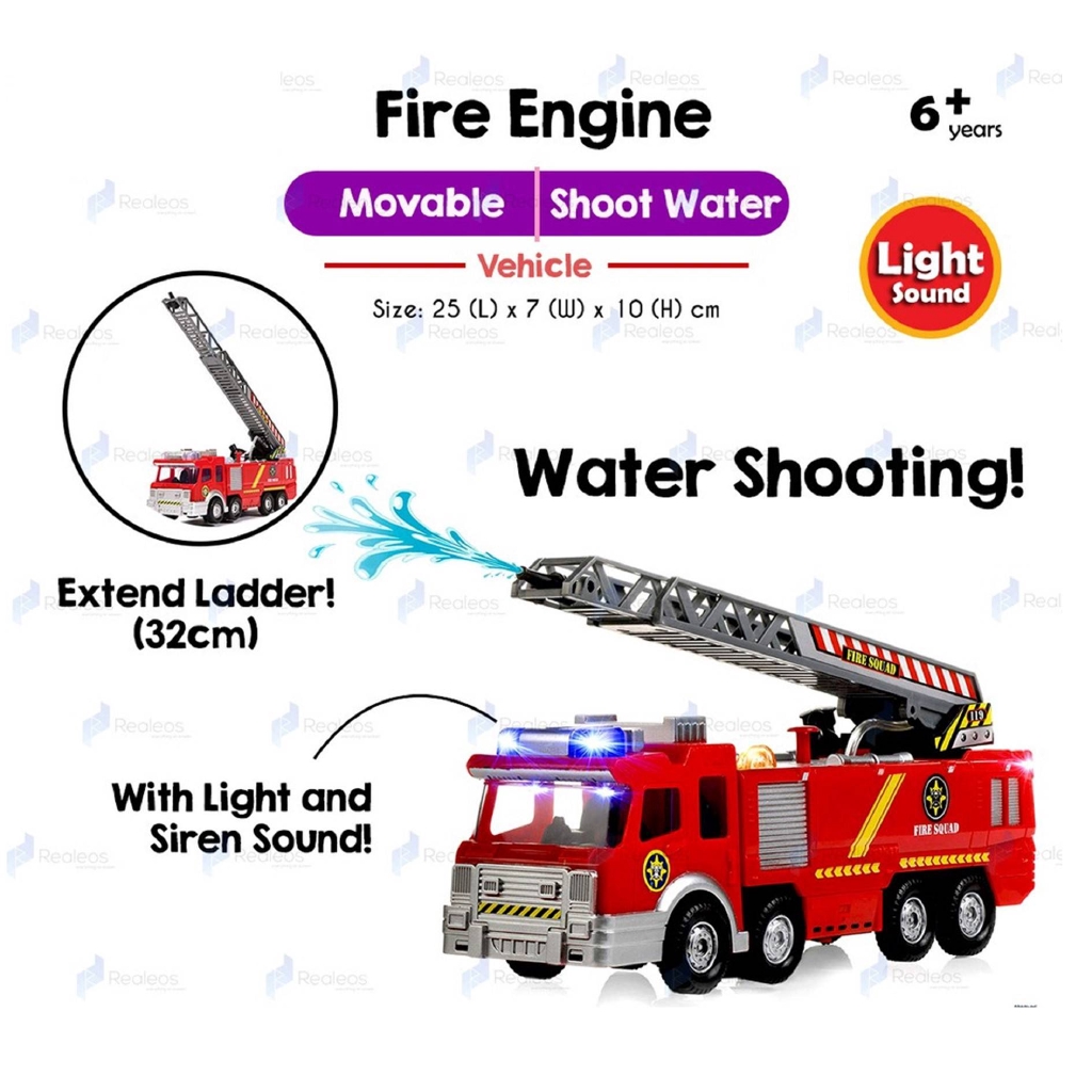Fire Engine Water Shooting Light and Sound Toy /Kereta Bomba Play ...