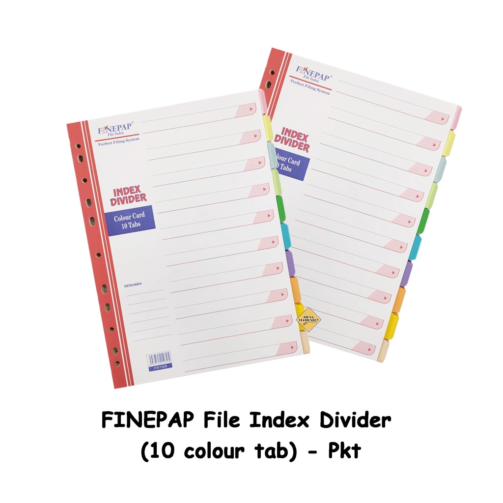 Finepap File Index Divider (10 colour tab) - Pkt | Shopee Malaysia