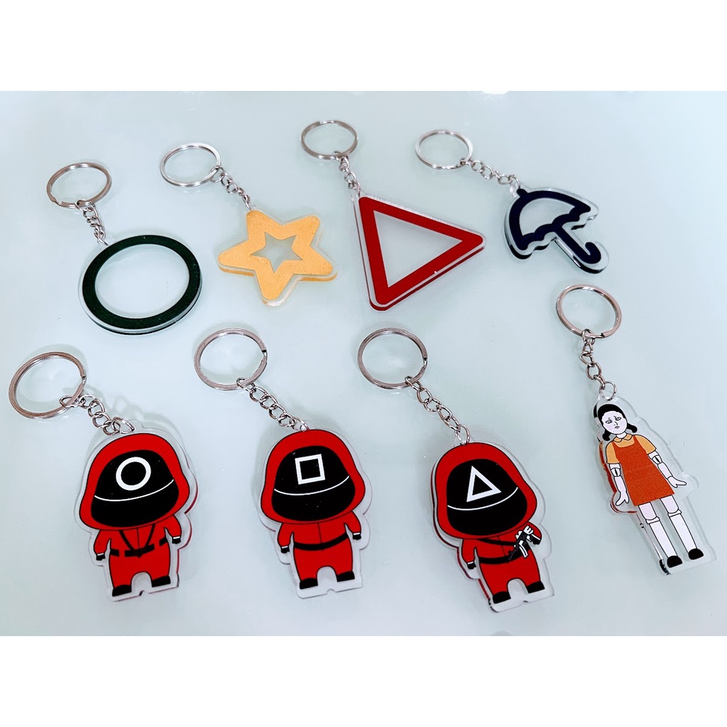 Squid Game Key Chain 鱿鱼游戏 Door Gift Triangle Square Circle Keyring ...
