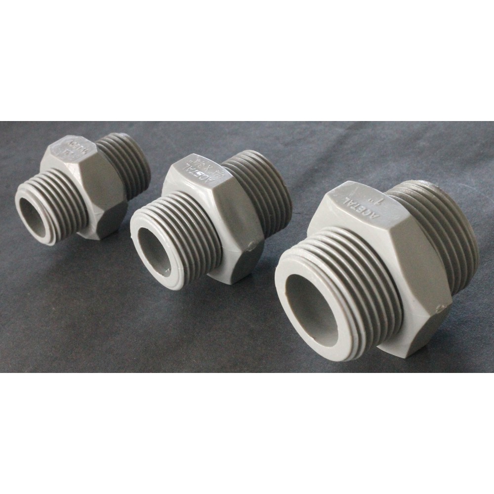 PVC ACETAL Nipple Threaded Pipe Fitting 1/2 inch (15 mm), 3/4 inch (20 ...