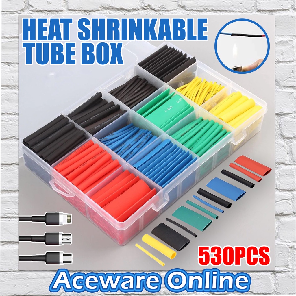 530Pcs Heat Shrink Tube Box Insulation Shrinkable Sleeve Tubing Wrap ...