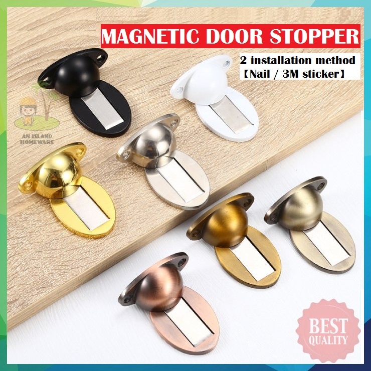 【HOMEWARE】Magnetic Door Stopper No Drilling Nail Free Heavy Duty Hidden ...