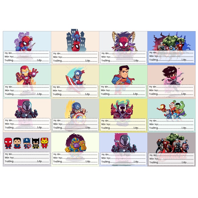 Notebook labels with pictures of superheroes Spider Man Spiderman ...