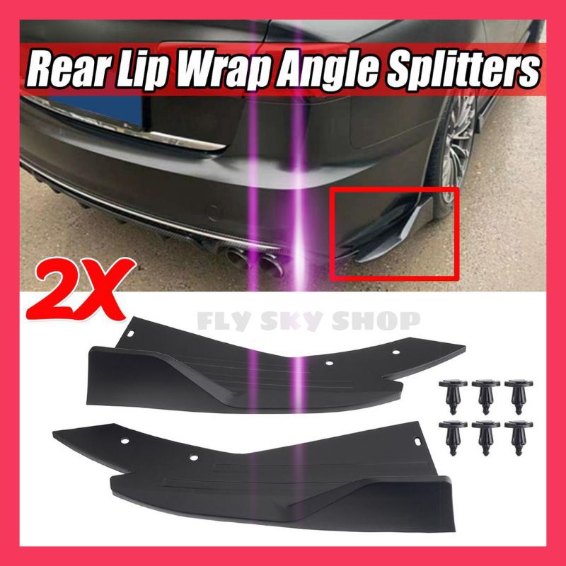 💥Universal Rear Lip Wrap Angle Splitters Diffuser (Uv Black/Matt Black ...