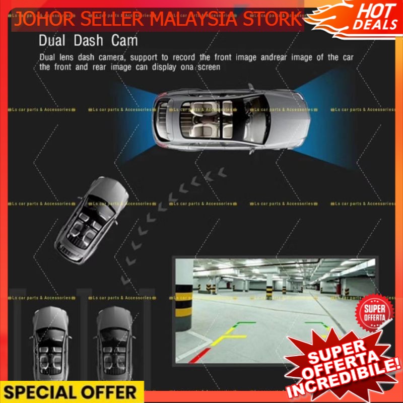 Dual Angle Lens Front Rear Reverse Video DashCam Digital Display Full ...