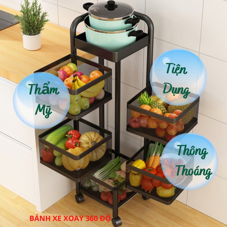 5-tier square multi-purpose rotating shelf for smart kitchen storage ...