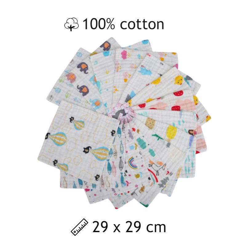 🔥MALAYSIA🔥Six layers of gauze baby square towel handkerchief 29 x 29cm ready stock | Shopee Malaysia