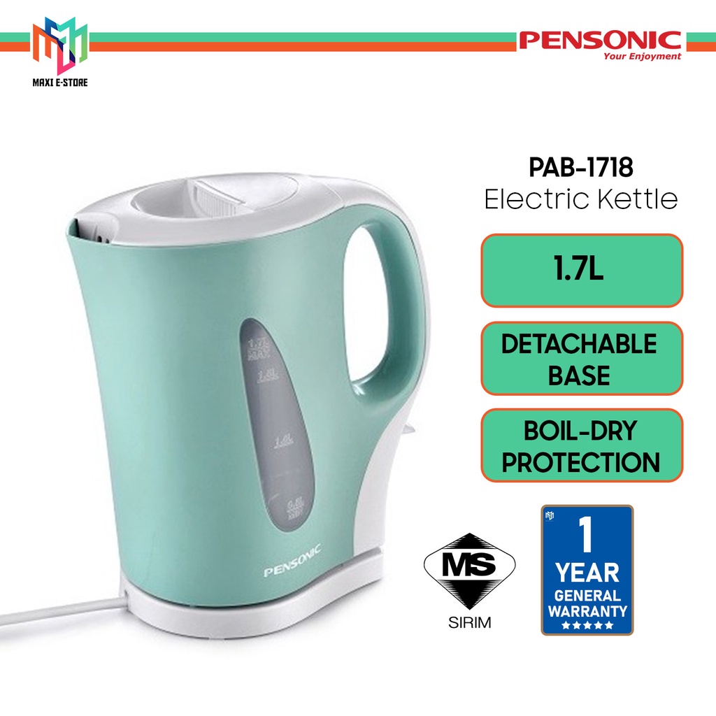 Pensonic PAB-1718 Electric Kettle 1.7L with Detachable Base 2200W ...