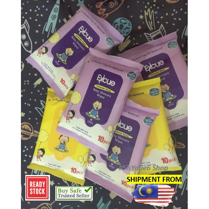 Excue Baby Wipes / wet tissue 【1 pack 10’sheet 】(Alcohol Free -PH ...