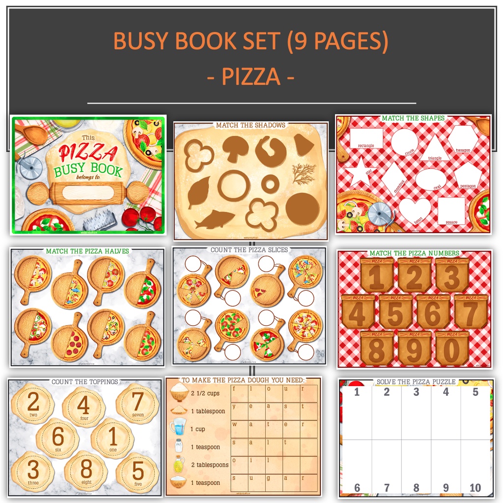 PIZZA BUSY BOOK / QUIET BOOK / EARLY LEARNING ACTIVITY FOR KIDS / FUN ...