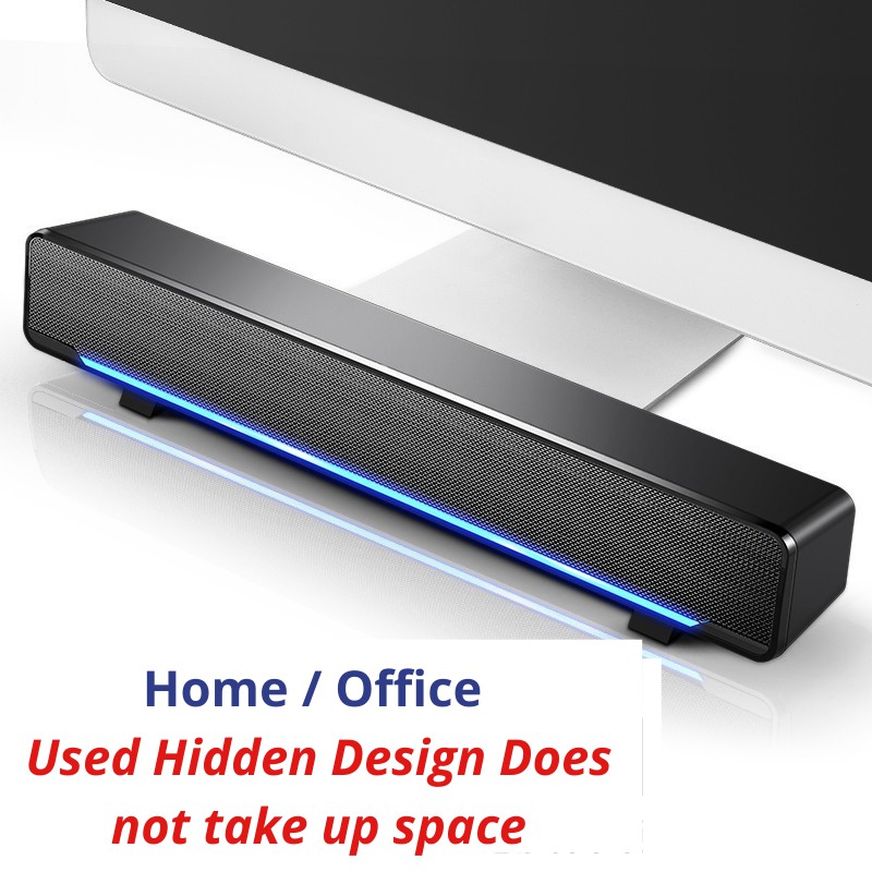 USB Wired Home PC Desk Sound Bar Stereo Audio Music Player Bass Box 3 ...