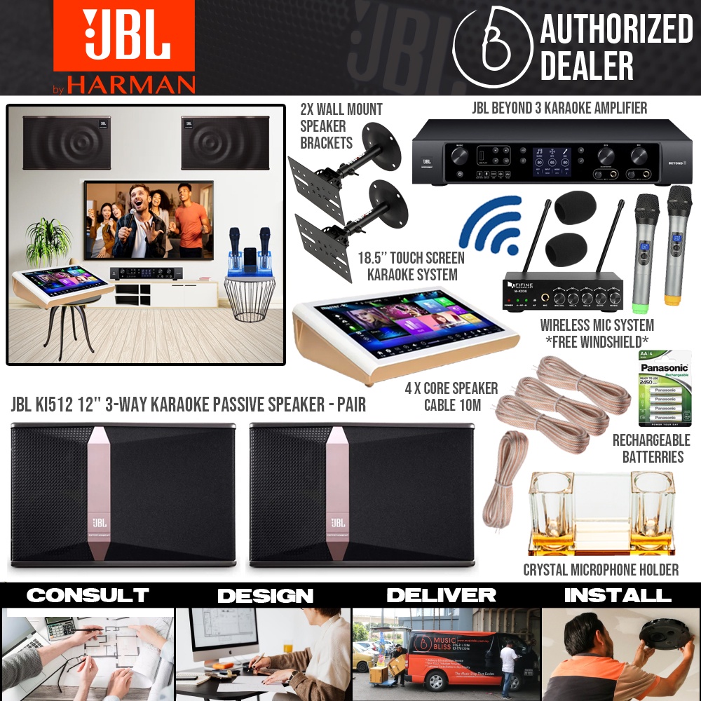 JBL Karaoke System Set Package for Home with Ki512 12'' Speaker, Beyond ...