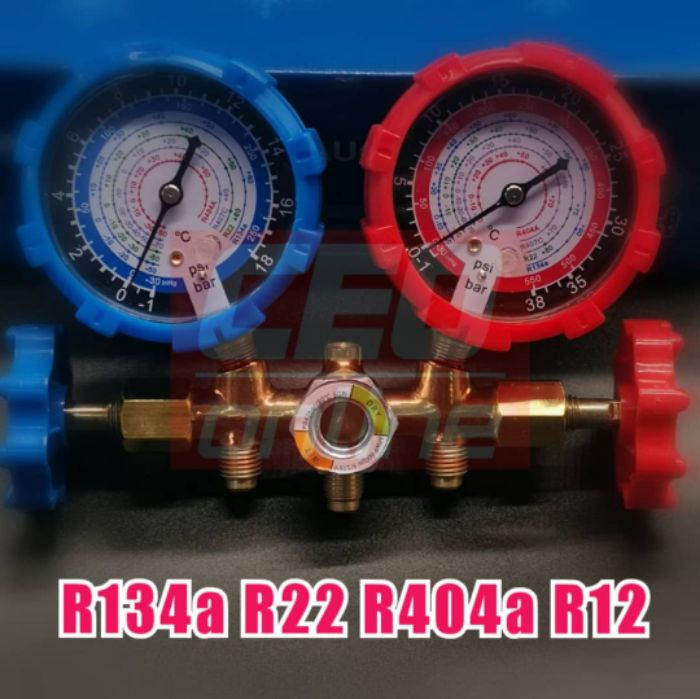 CEO 🇲🇾 Manifold Gauge R22 R134a R404a R12 R410a R32 GAS METER Air Cond Refrrigerant Peti Ais Car ...