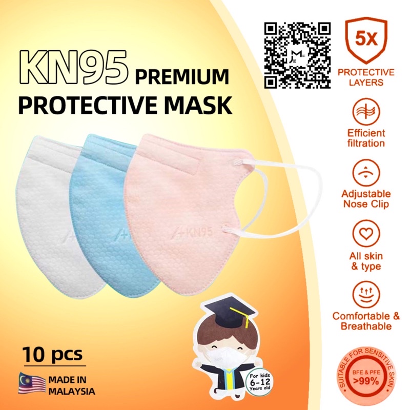 KN95 Medical Mask for Kids (10 Pcs) (6-12years old) | Shopee Malaysia