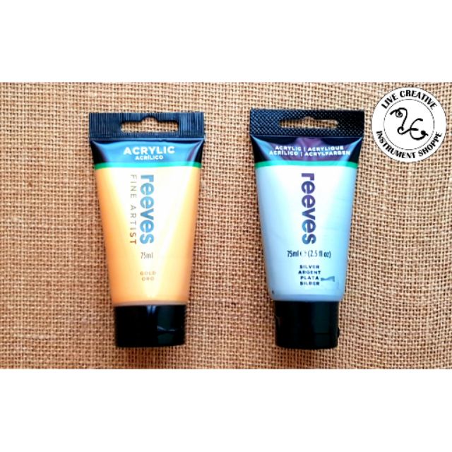 REEVES Metallic Acrylic Paint - Gold / Silver (75ml) | Shopee Malaysia