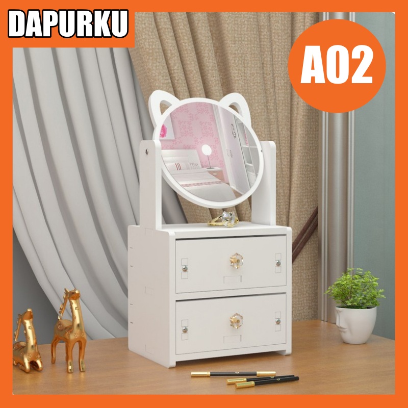 Makeup Organizer Cosmetic Storage Display Boxes with Mirror RAK CERMIN ...