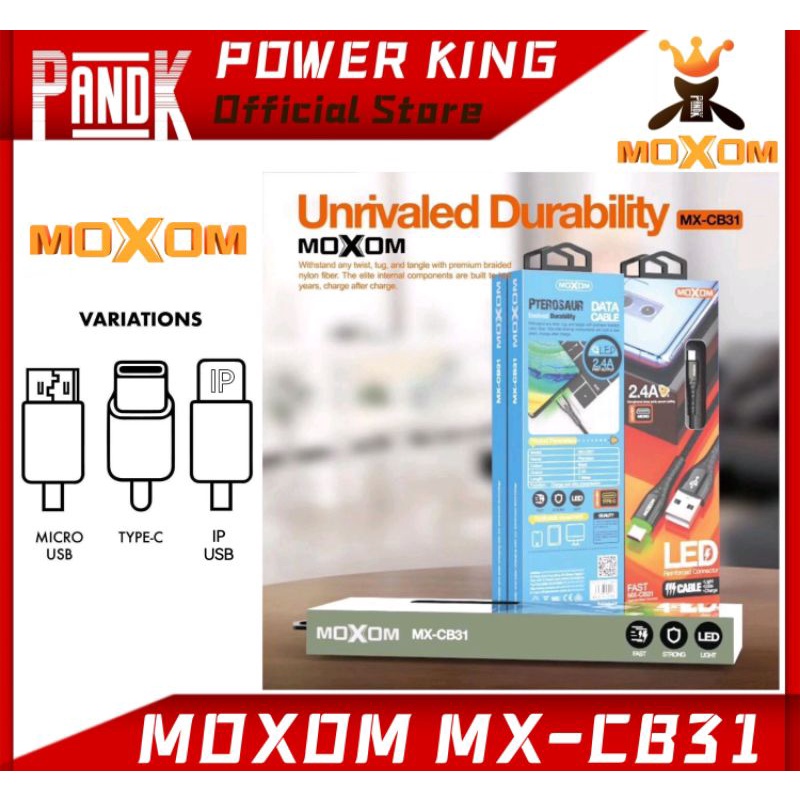MOXOM Cable MX-CB31 Fast Charging LED Light Cable Reinforced Connector Android Cable Type C ...