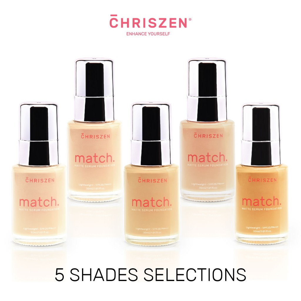 Chriszen Match Matte Serum Foundation Lightweight SPF 20/PA+++ (30ml ...