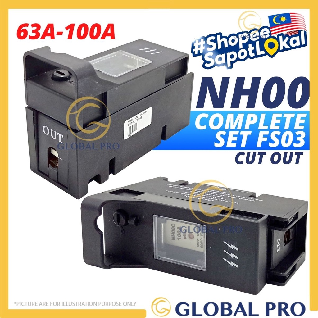 (TNB) NH00 FS03 63A-100A Cut Out Fuse Switch Disconnector Complete Set ...