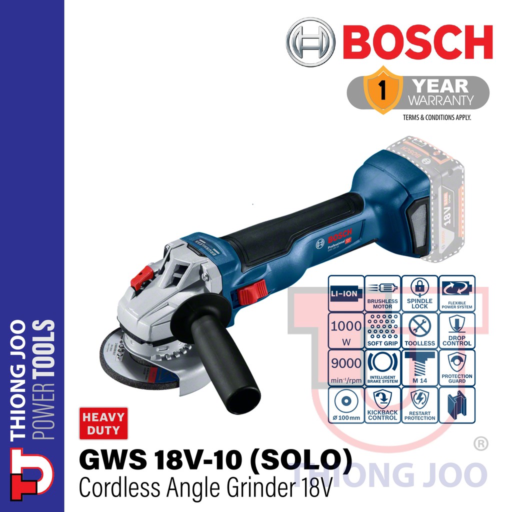 BOSCH GWS 18V-10 (SOLO) CORDLESS ANGLE GRINDER | Shopee Malaysia
