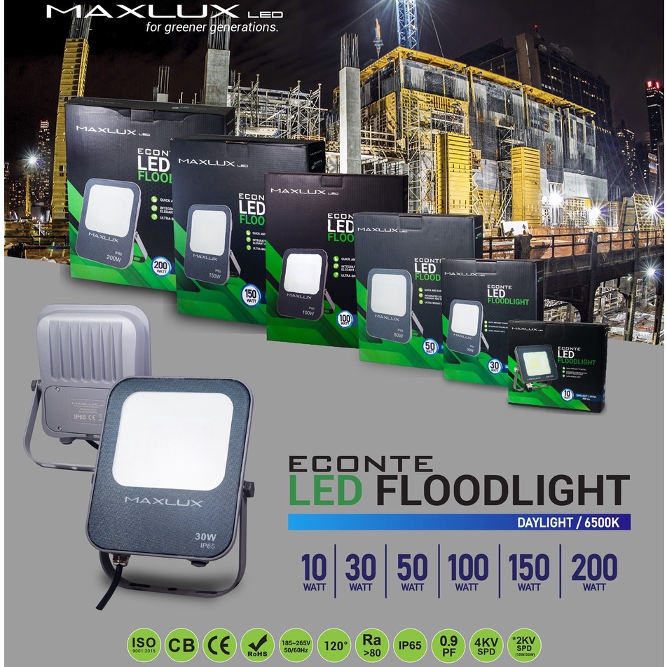 READY STOCK MAXLUX ECONTE LED Floodlight 100W 150W 200W, Daylight ...