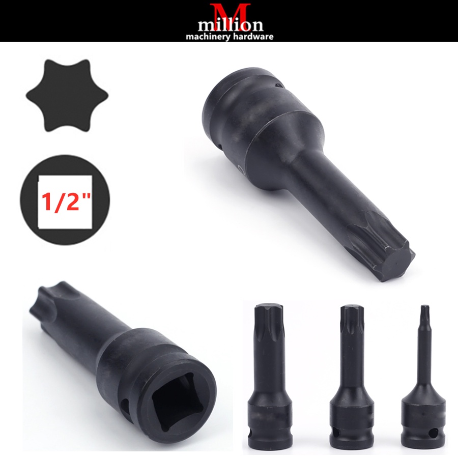 (1pc) 1/2" Dr T20-T100 78mm Length Torx Driver Impact Bit Socket Bit Set Screwdriver Bits Set ...