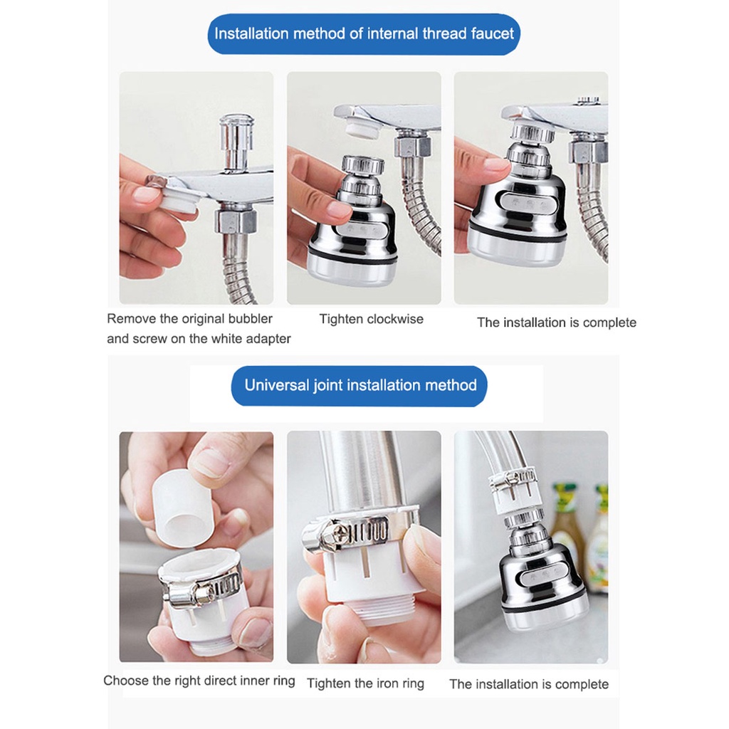 17cm Kitchen Faucet, 3 Level Adjusting 360 Degree Rotate Pressurized ...