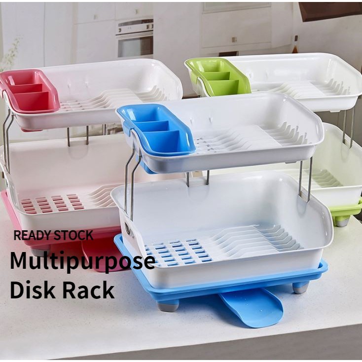 2 Layer Multipurpose Dish Rack Dish Storage | Shopee Malaysia